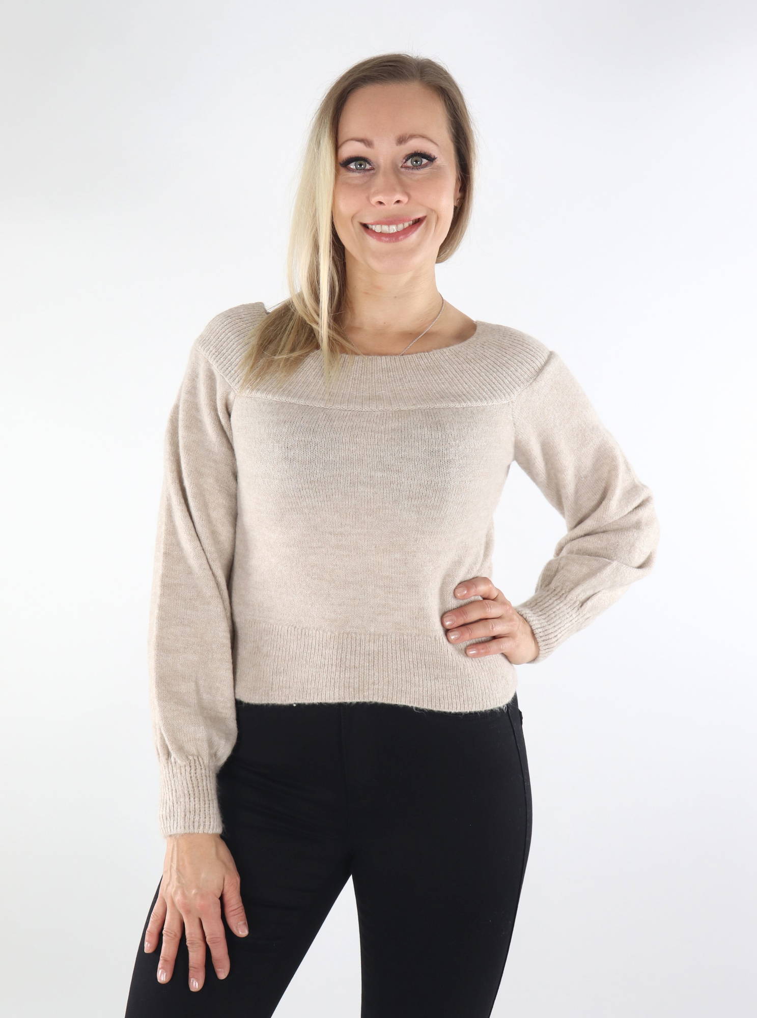 Only Jane Off shoulder tröja Whitecap Grå - Stilettoshop.se webbutik