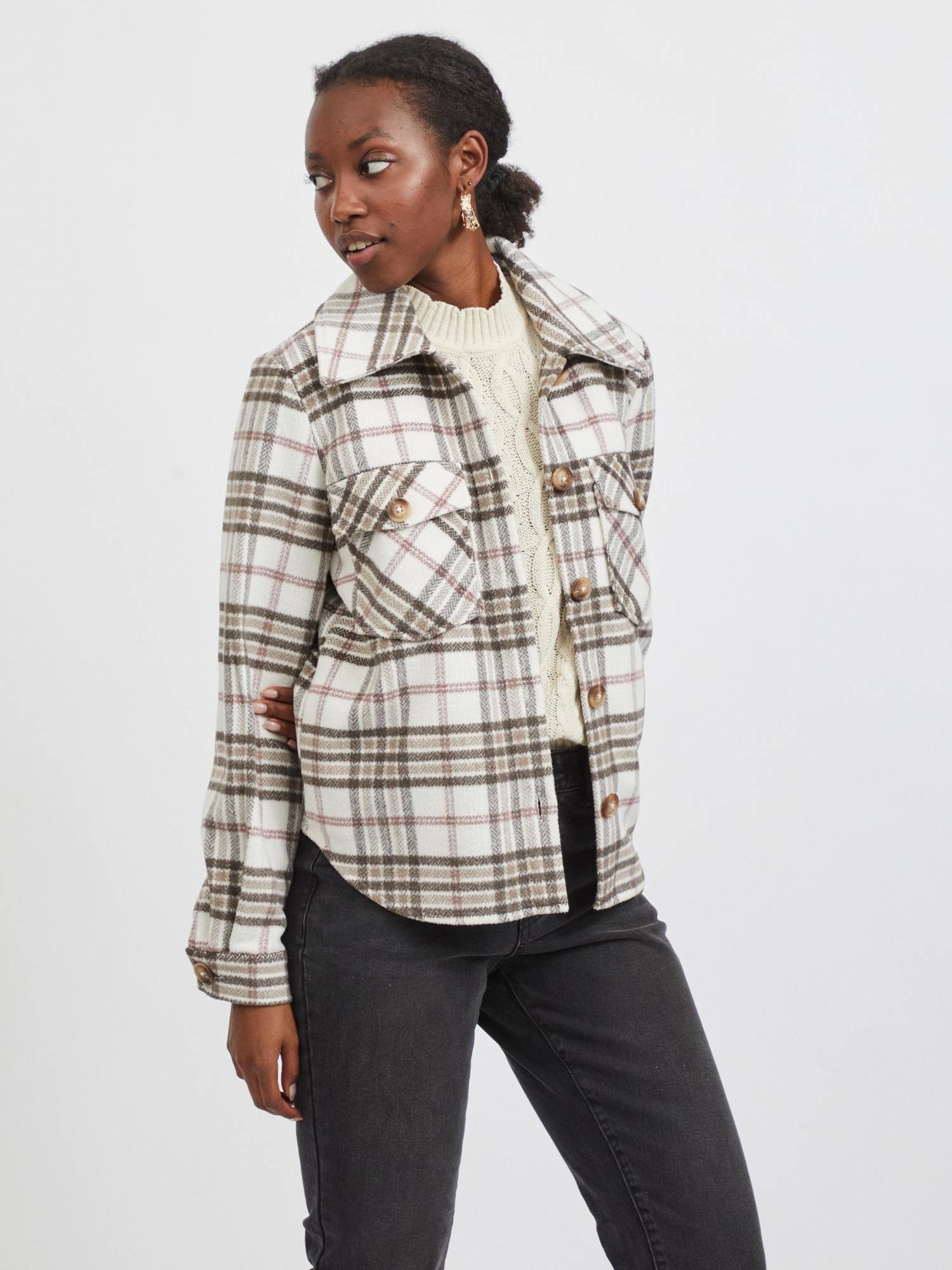 Vila kort dam jacka Bira short shacket birch/rose - Stilettoshop.se ...