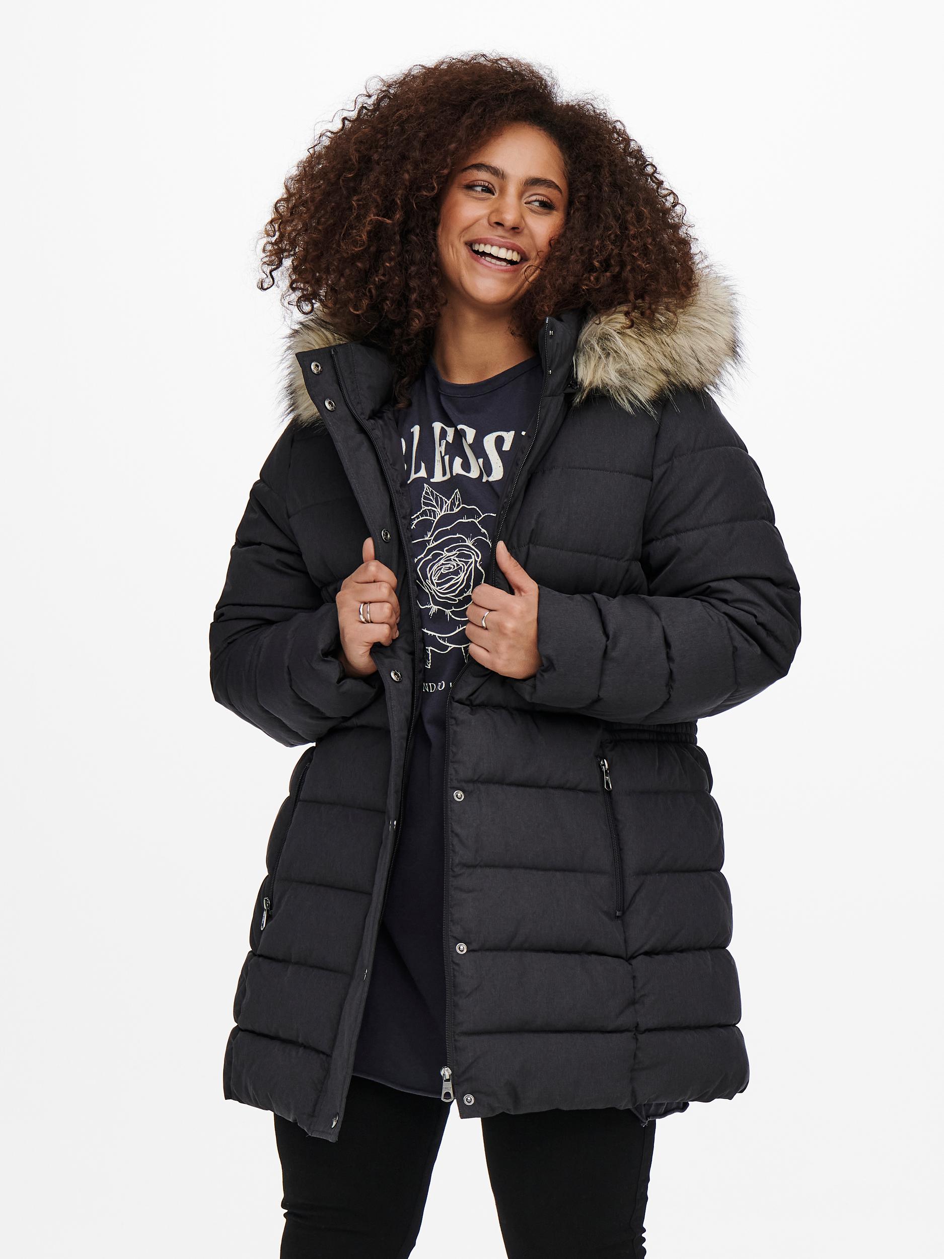 Only Carmakoma dam plus size mörkgrå vinterjacka Luna phantom ...