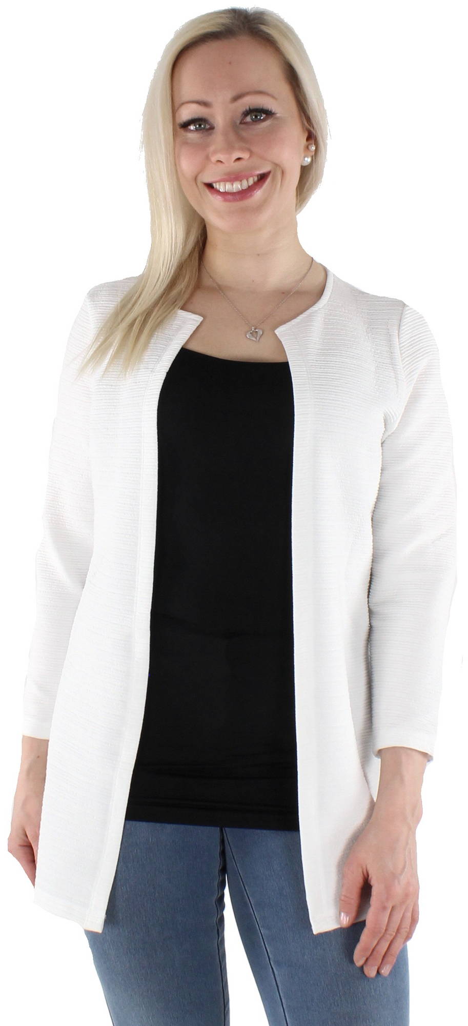 Only dam kofta, öppen modell Leco 7/8 long vit - Stilettoshop.se webbutik