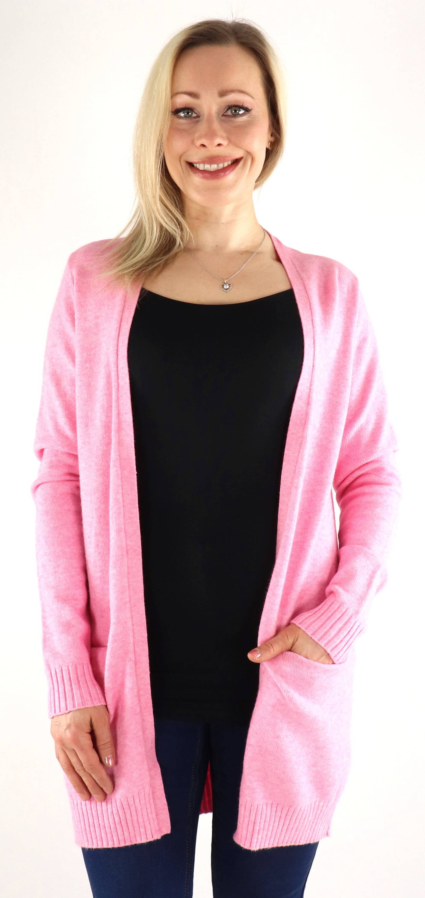 Vila elastisk kofta för kvinnor Ril open begonia rosa - Stilettoshop.se ...